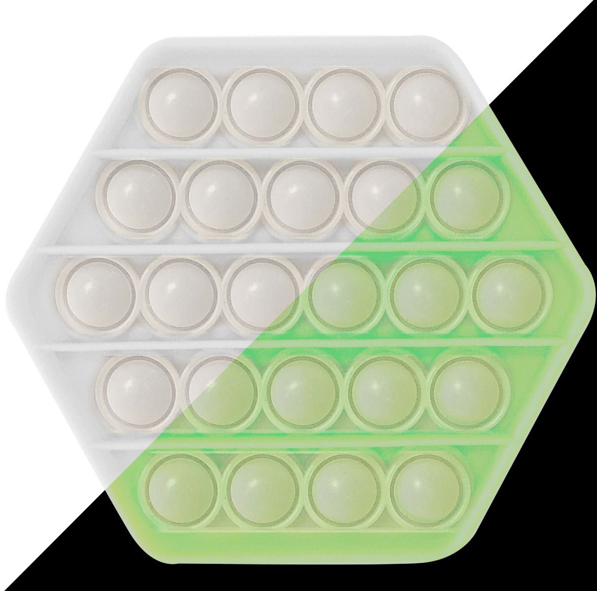 Fidget Pop It - Sekskantet/Glow in the dark, 1 stk | Legeakademiet.dk